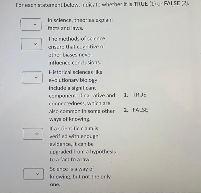 Solved For each statement below, indicate whether it is TRUE | Chegg.com