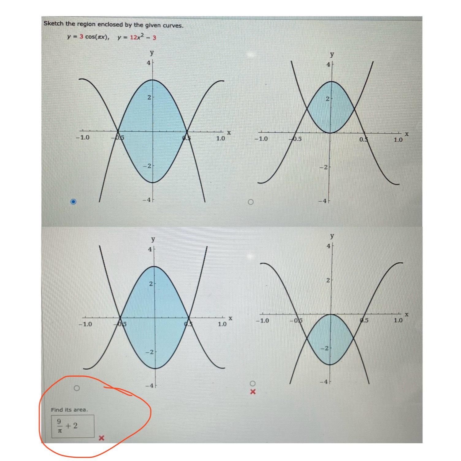 Solved Find the area of the given curves. Please refer to | Chegg.com