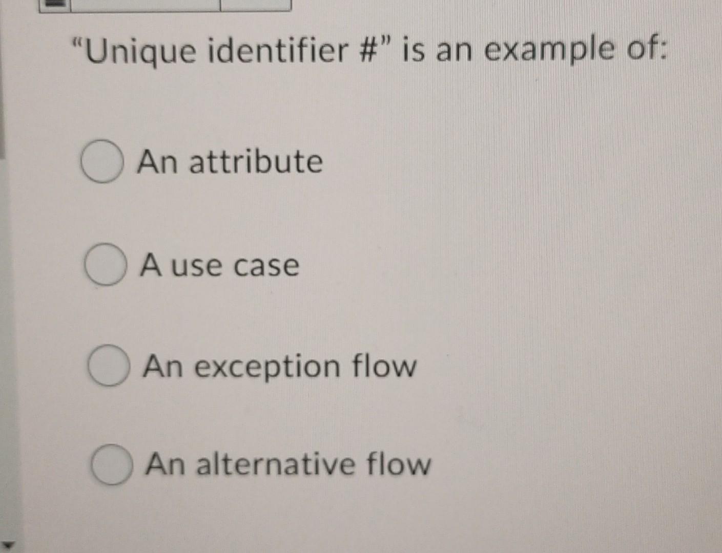 Solved "Unique identifier #” is an example of: O An | Chegg.com