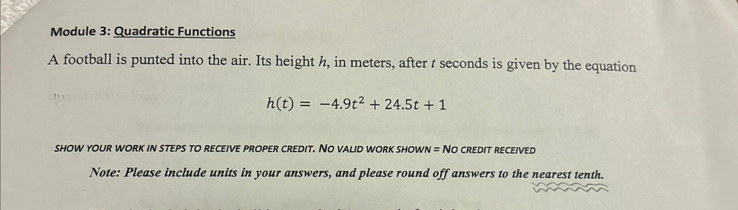 Solved Module 3: Quadratic FunctionsA football is punted | Chegg.com