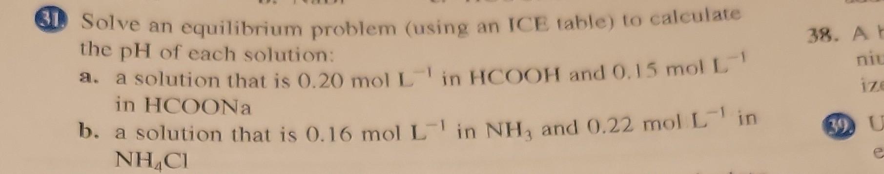 Solved 31. Solve an equilibrium problem (using an ICE table) | Chegg.com
