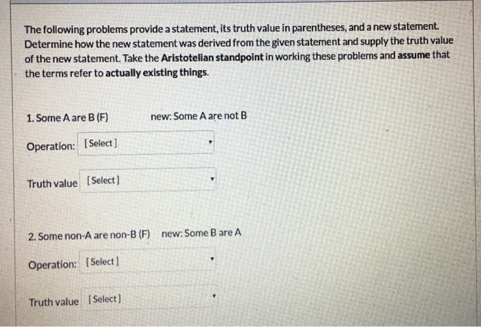 Solved The following problems provide a statement, its truth | Chegg.com