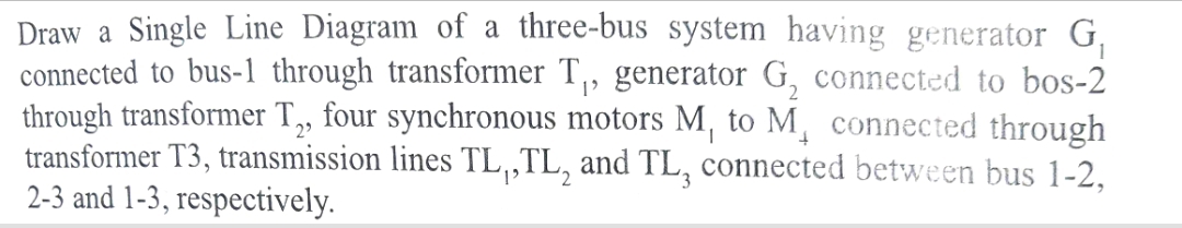 Draw a Single Line Diagram of a three-bus system | Chegg.com