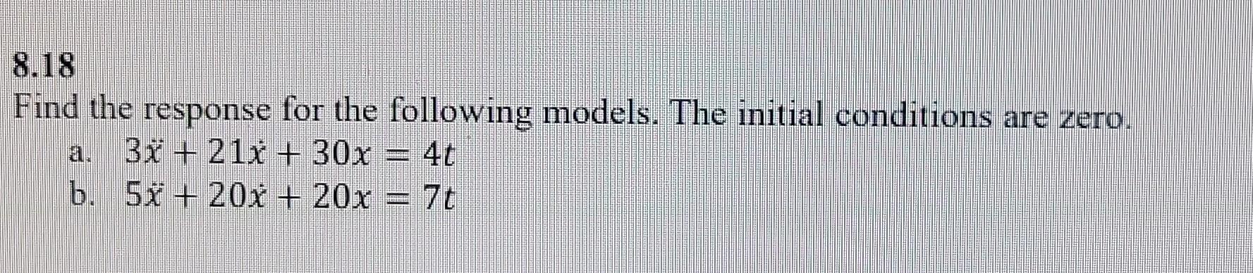 Solved Find the response for the following models. The | Chegg.com