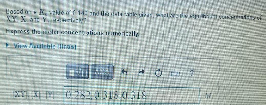 Solved Based on a Kc value of 0.140 and the given data | Chegg.com