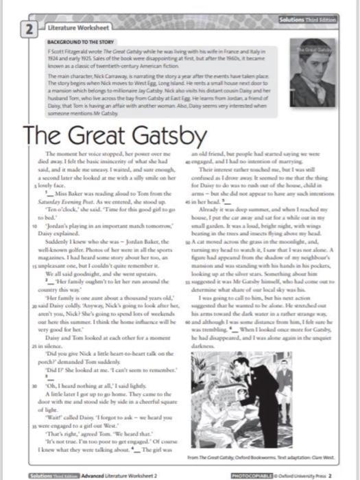 2 Literature Worksheet Solutions Third Edition The | Chegg.com