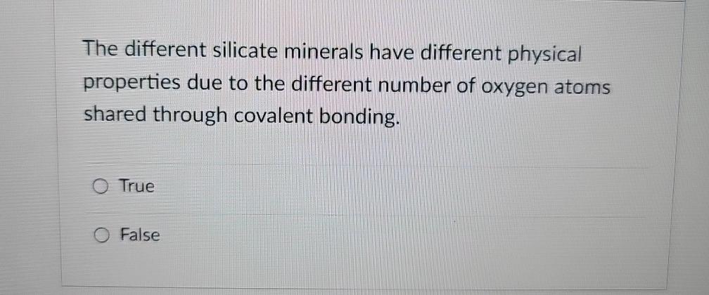 Solved The different silicate minerals have different | Chegg.com