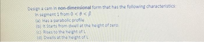 Solved Design a cam in non-dimensional form that has the | Chegg.com