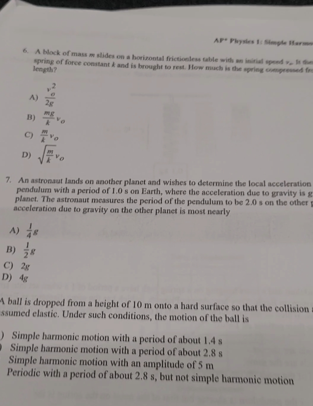 Solved AP* ﻿Physies Is Siaple Harnes6. ﻿A block of mass m | Chegg.com