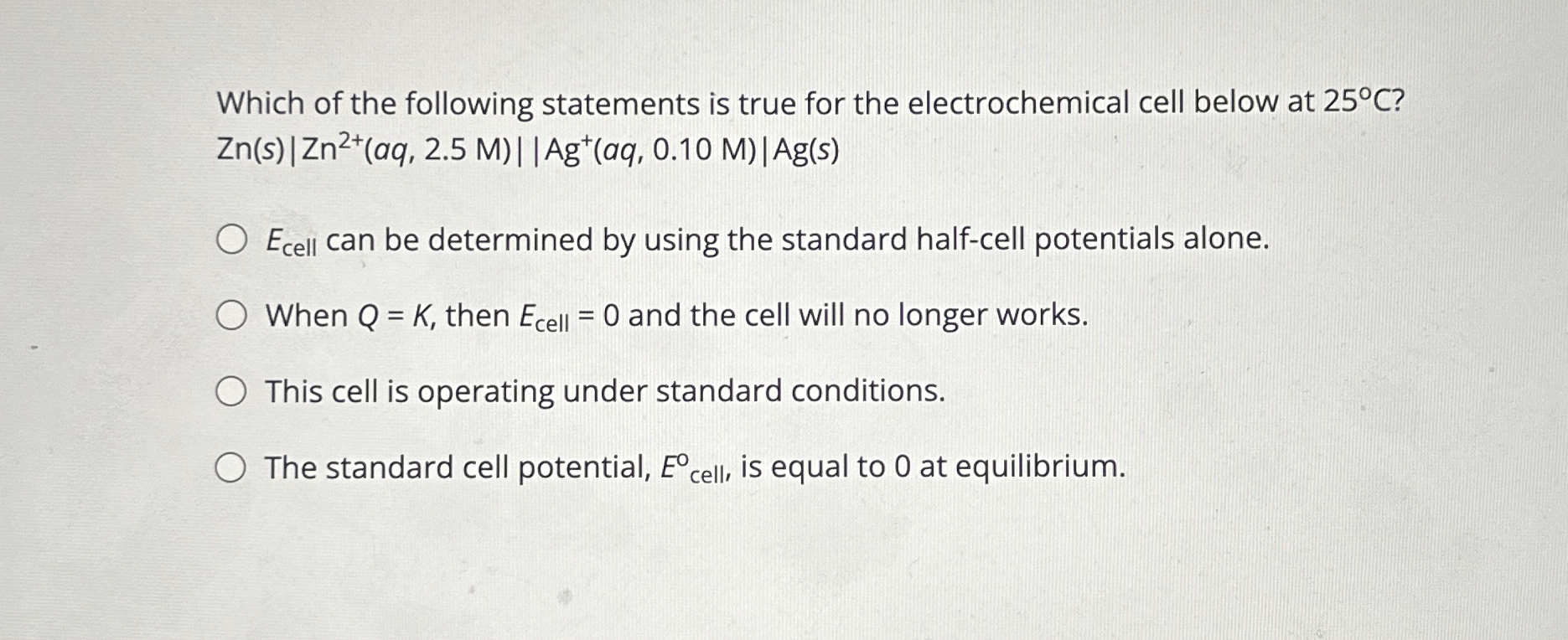 Solved Which of the following statements is true for the | Chegg.com