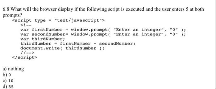 Solved 6.8 What will the browser display if the following | Chegg.com
