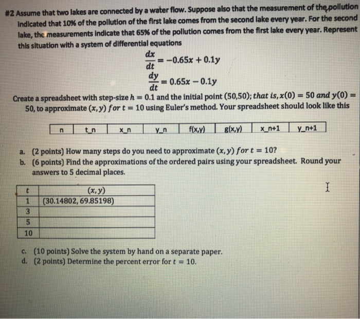 #2 Assume that two lakes are connected by a water | Chegg.com