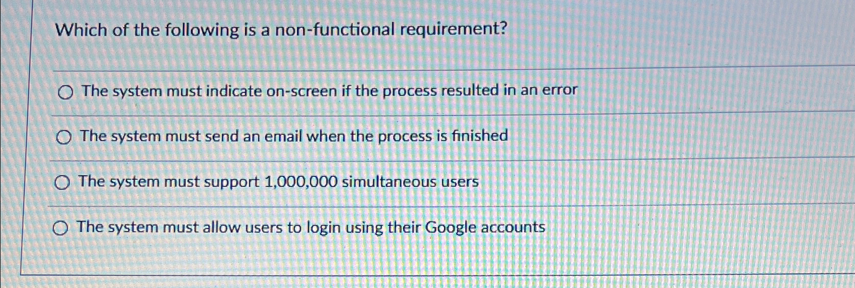 Solved Which of the following is a non-functional | Chegg.com