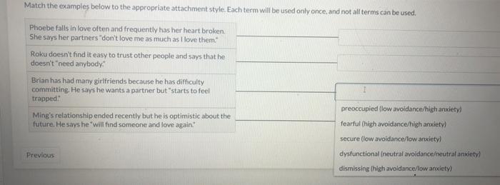 Solved Match the examples below to the appropriate | Chegg.com