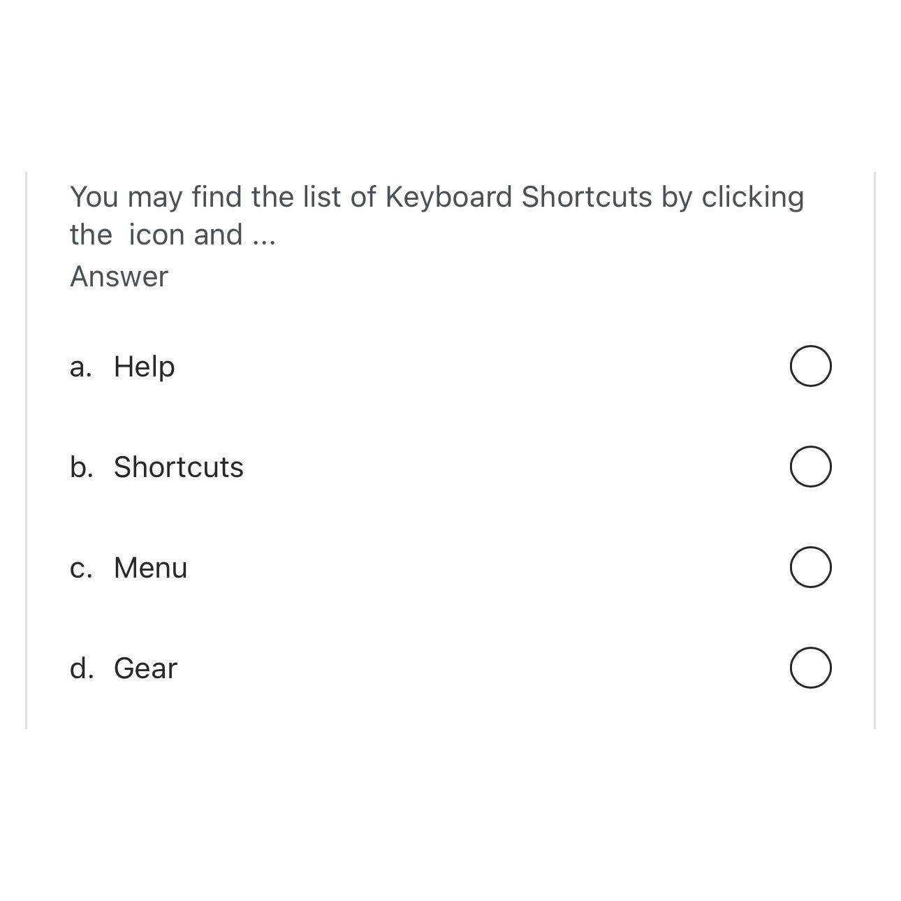 Solved You may find the list of Keyboard Shortcuts by | Chegg.com