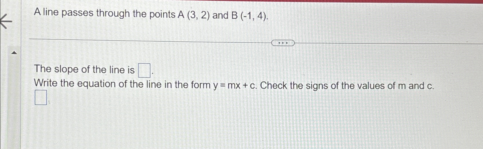 Solved A line passes through the points A(3,2) ﻿and | Chegg.com