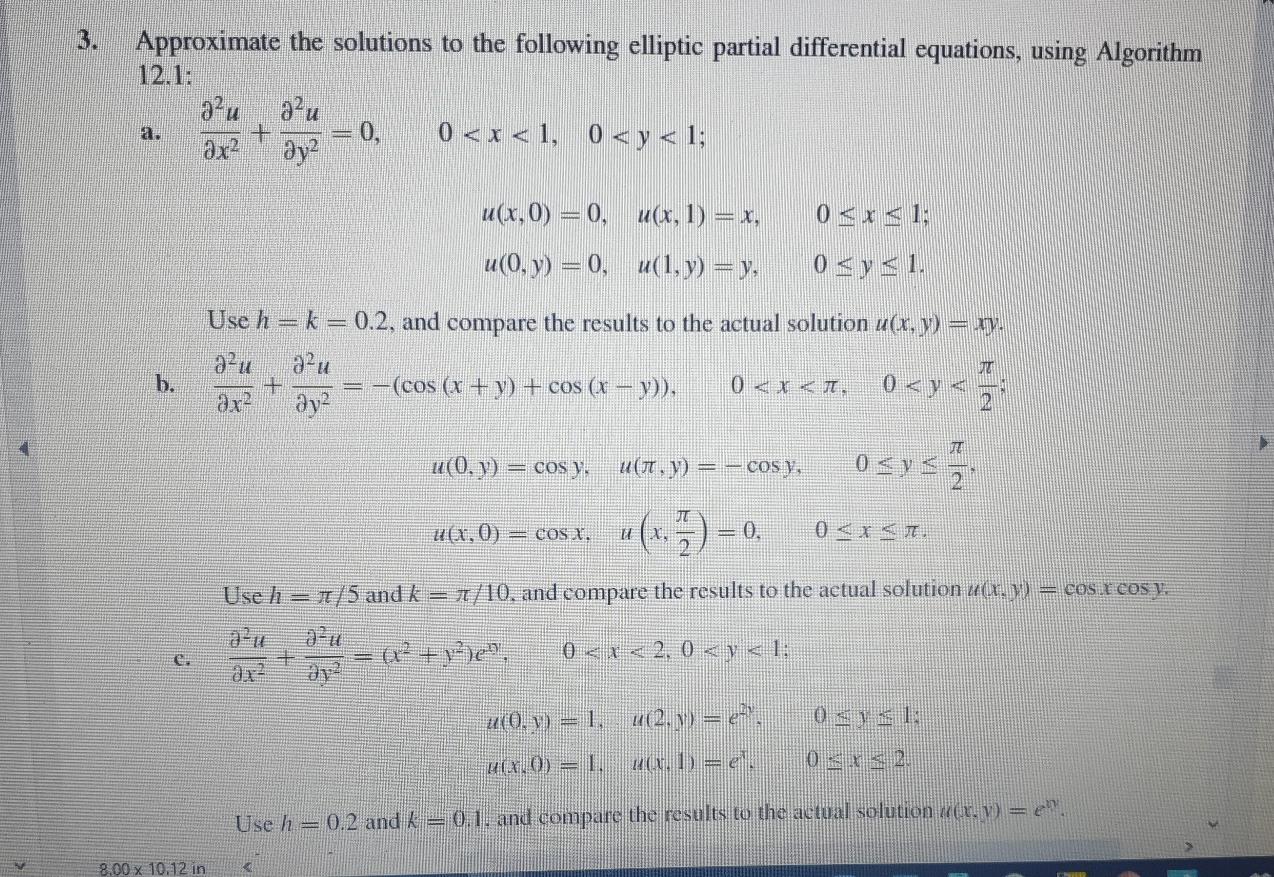 Solved Approximate The Solutions To The Following Elliptic