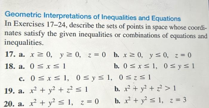 Solved Geometric Interpretations of Inequalities and | Chegg.com