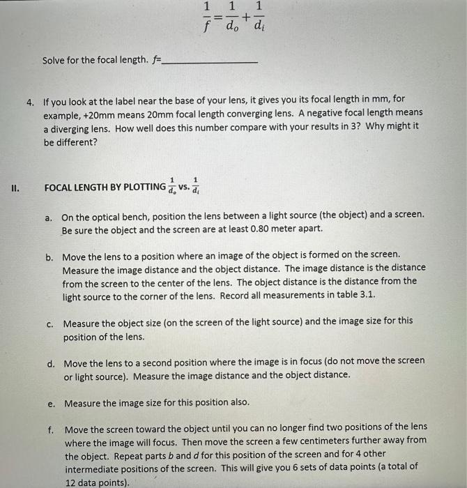 Solved Purpose: To determine the focal length of a thin | Chegg.com