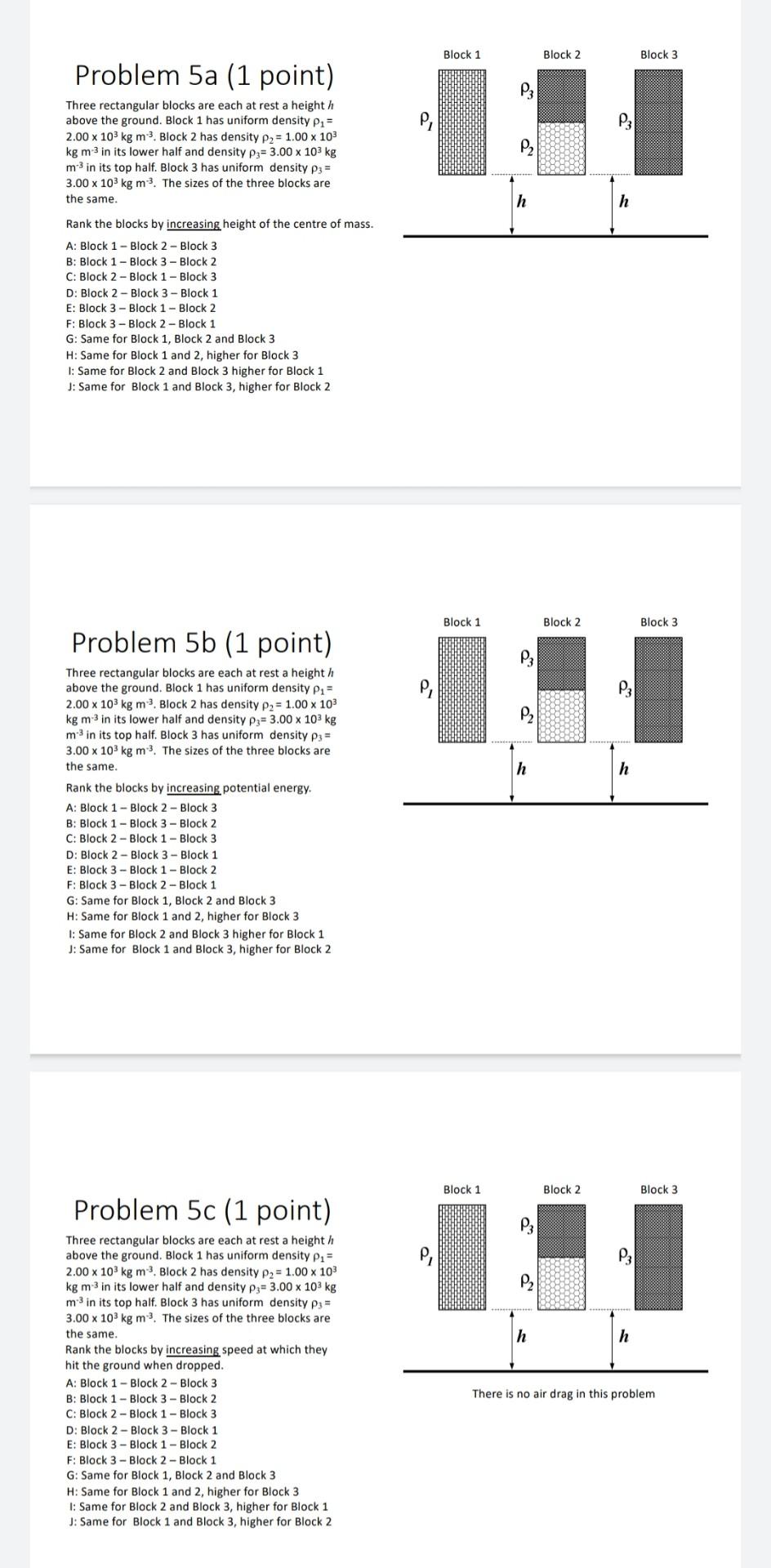 Solved Problem 5a (1 point) Three rectangular blocks are | Chegg.com