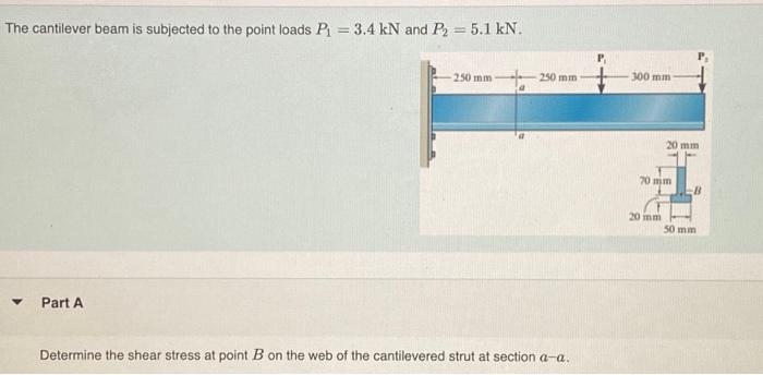 Solved The cantilever beam is subjected to the point loads | Chegg.com