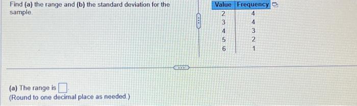 Solved Find (a) the range and (b) the standard deviation for | Chegg.com