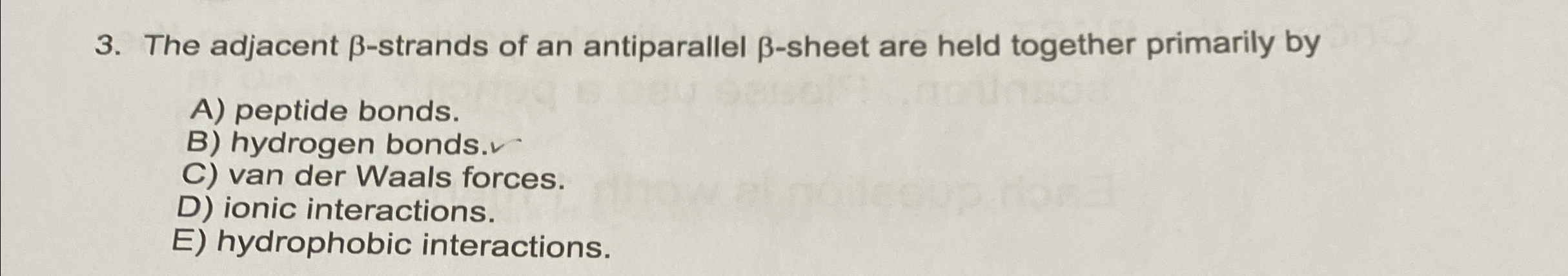 Solved The adjacent β-strands of an antiparallel β-sheet are | Chegg.com