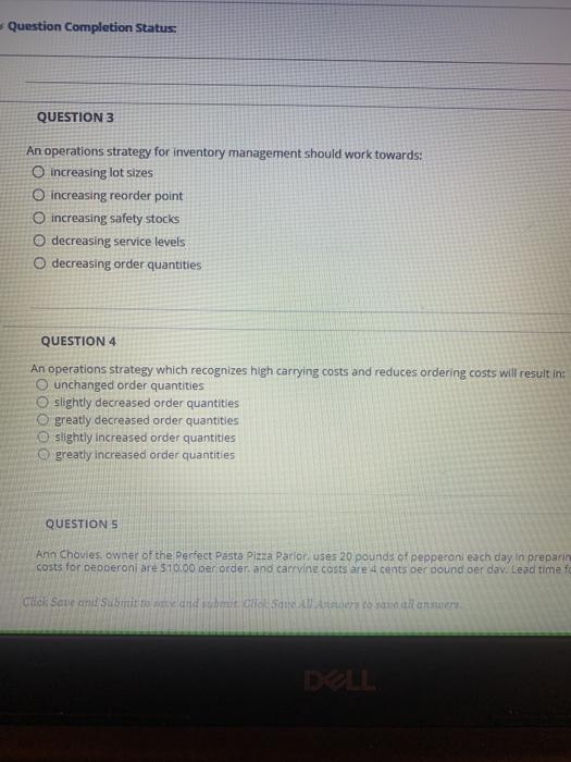 Solved Question Completion Status: QUESTION 3 An operations | Chegg.com