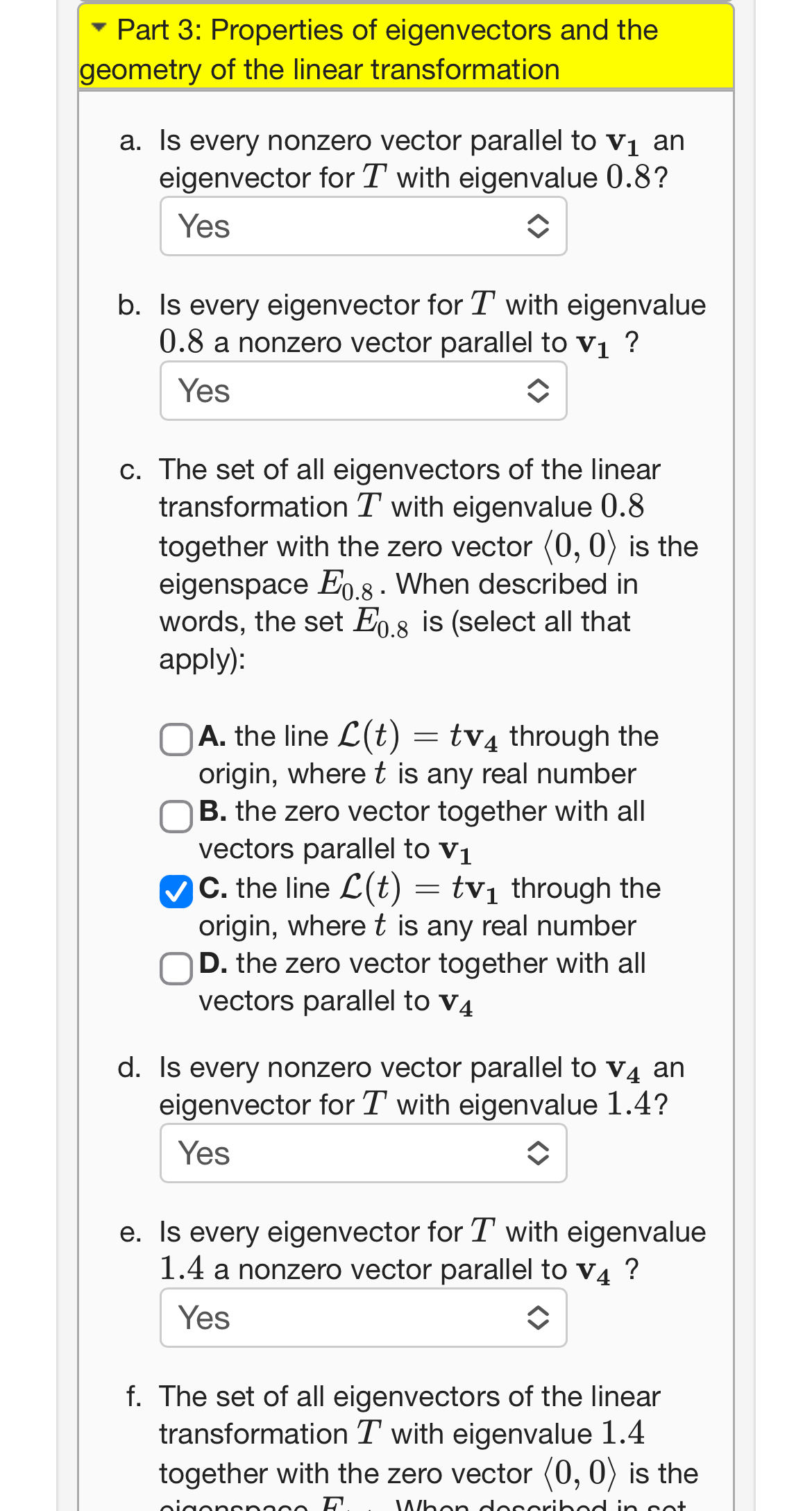 Solved Part 3: Properties of eigenvectors and the geometry | Chegg.com