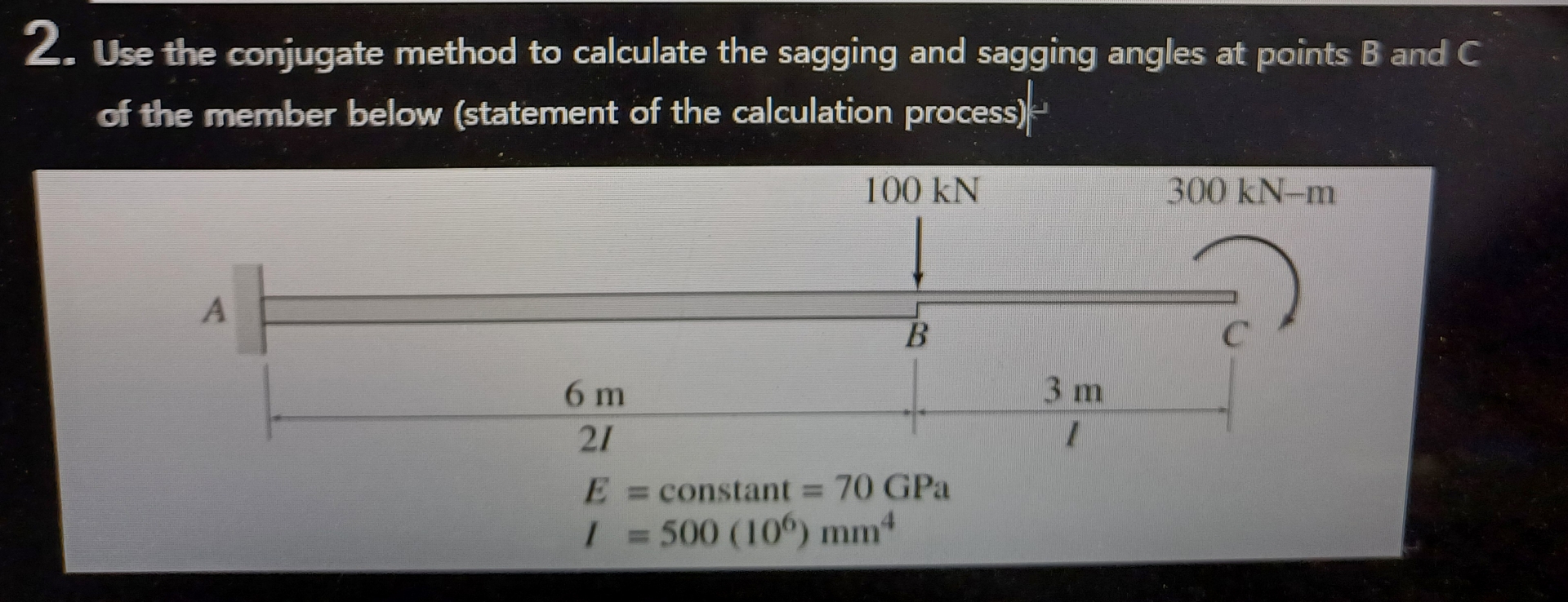 Solved Use the conjugate method to calculate the sagging and | Chegg.com