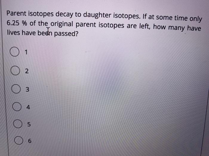 Solved Parent isotopes decay to daughter isotopes. If at | Chegg.com