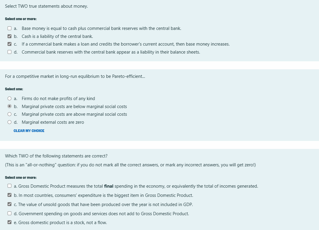 Solved Select TWO true statements about money.Select one or | Chegg.com
