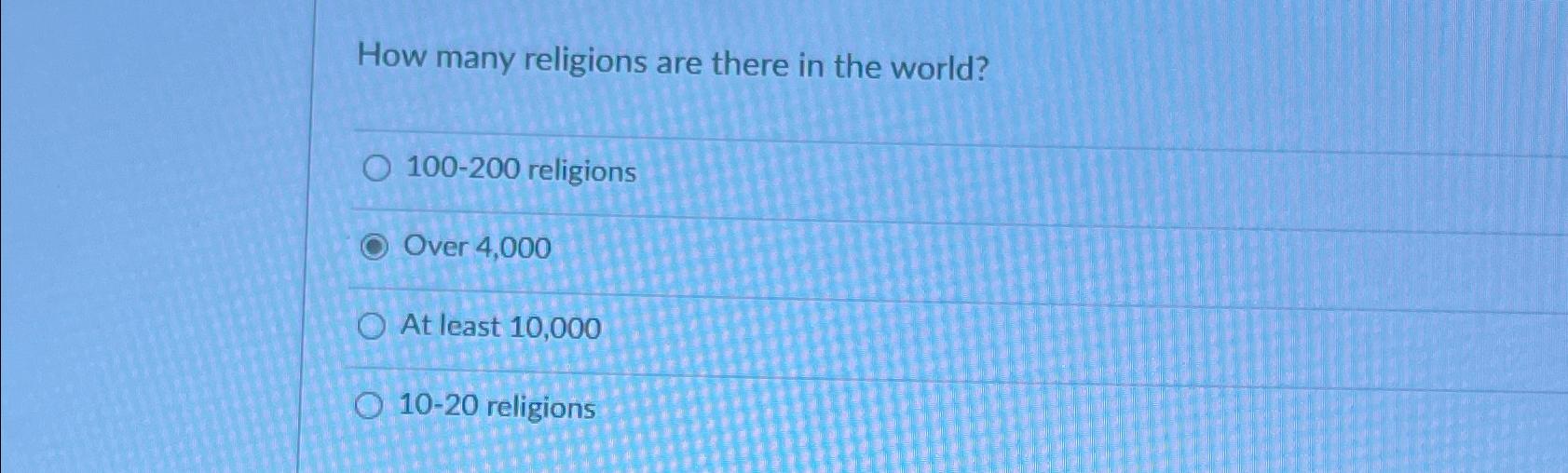 Solved How many religions are there in the world?100-200 | Chegg.com