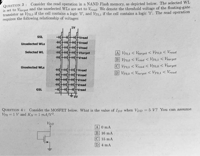Solved QUESTION 3 : Consider the read operation in a NAND | Chegg.com