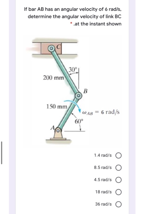 Solved If bar AB has an angular velocity of 6 rad/s, | Chegg.com