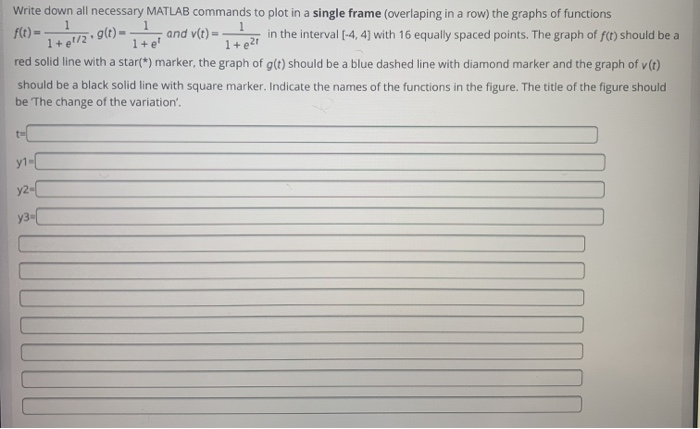 Solved f(t)-- 1 Write down all necessary MATLAB commands to | Chegg.com