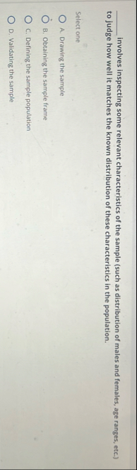 Solved ﻿involves inspecting some relevant characteristics | Chegg.com