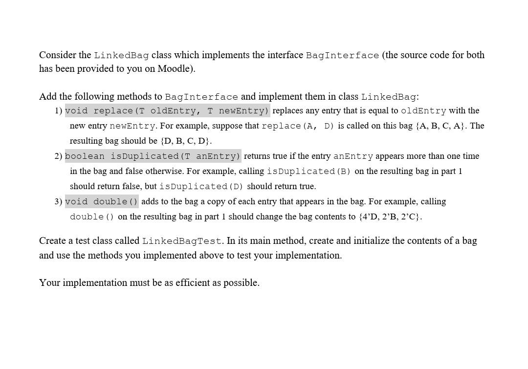 Solved Consider the LinkedBag class which implements the | Chegg.com