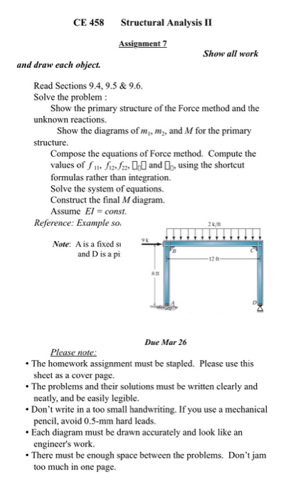 Solved CE 458 Structural Analysis II Assignment 7 Show all | Chegg.com