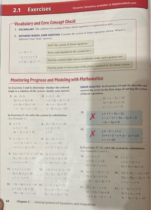 Solved Vocabulary and Core Concept Check 1. VOCADULARY The | Chegg.com