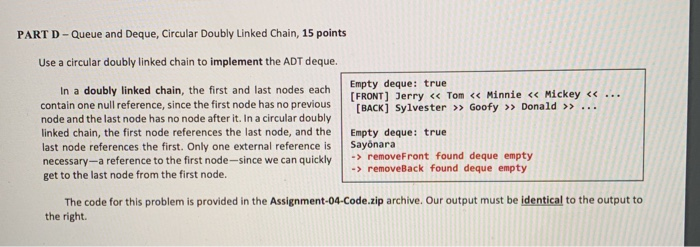 Solved PART D-Queue and Deque, Circular Doubly Linked Chain, | Chegg.com
