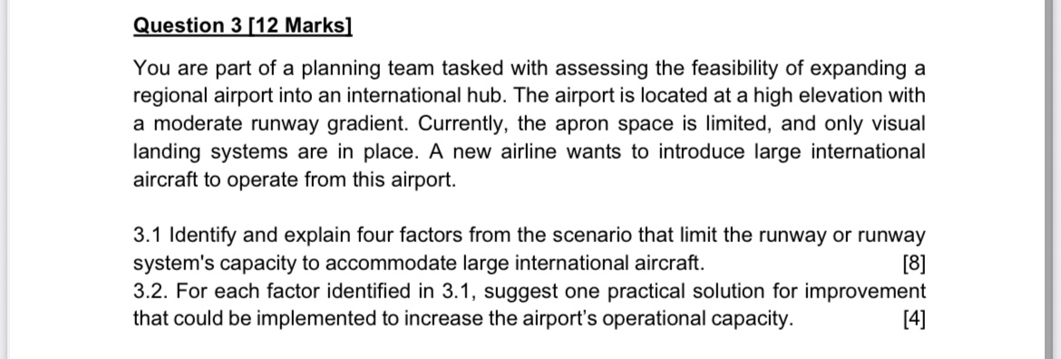 Solved Question 3 [12 ﻿Marks]You are part of a planning team | Chegg.com
