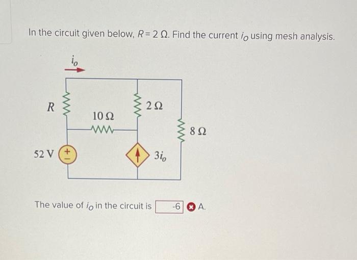 Solved In the circuit given below, R=2Ω. Find the current i0 | Chegg.com