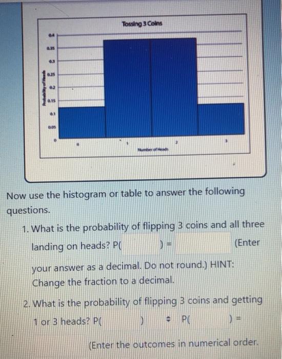 Solved Tossing 3 Coins aus Profee a. 0.00 Now use the | Chegg.com