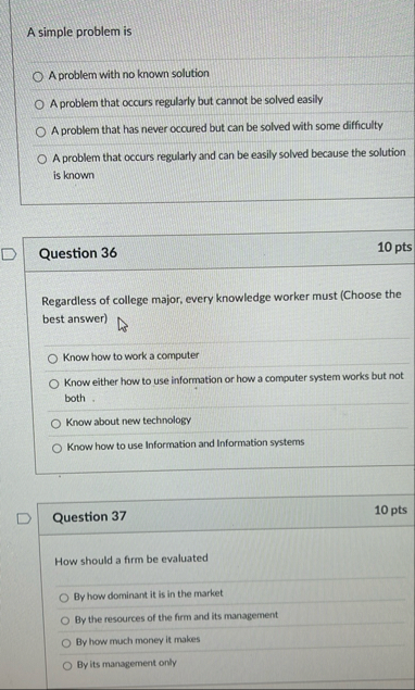 Solved A simple problem isA problem with no known solutionA | Chegg.com