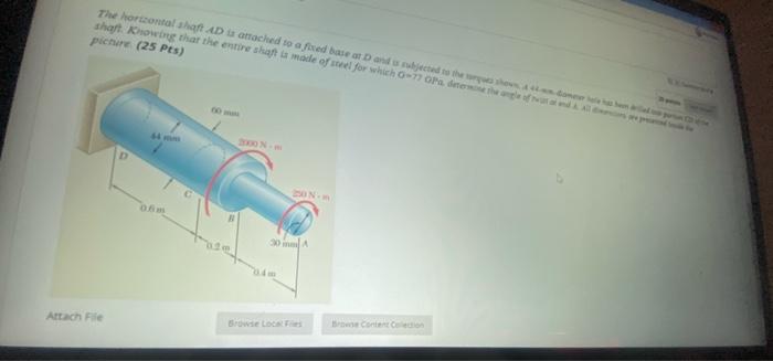 Solved The horizontal shaft AD a artached to a fixed base at | Chegg.com