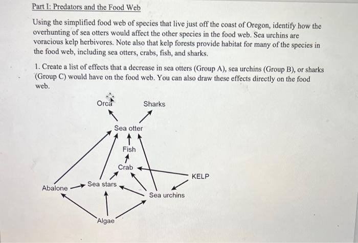 Solved Part I: Predators and the Food Web Using the | Chegg.com