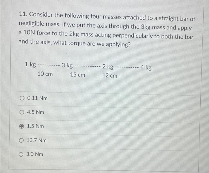 Solved 09. Consider the following four masses attached to a | Chegg.com
