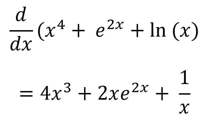 Solved (+ d (x4 + e2x + ln (x) In dx 1 = 4x3 + 2xe2x + X | Chegg.com