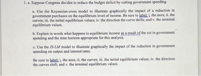 Solved a. Suppose Congress decides to reduce the budget | Chegg.com